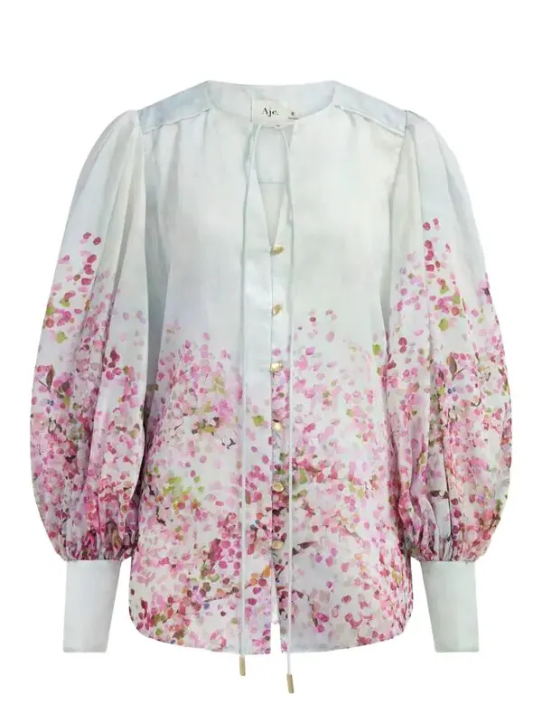 Aje Bishop-sleeves Floral-print Blouse - Pink