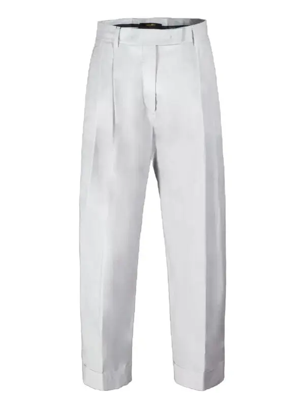 MOORER Ruth-wfc Pleated Cotton Trousers - White