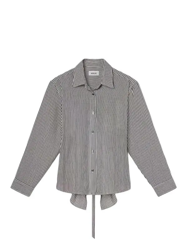 AGOLDE Striped Tie Shirt - Neutrals