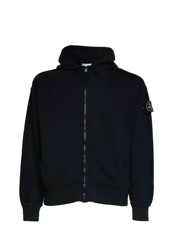Stone Island Zip Hooded Sweatshirt - Blue
