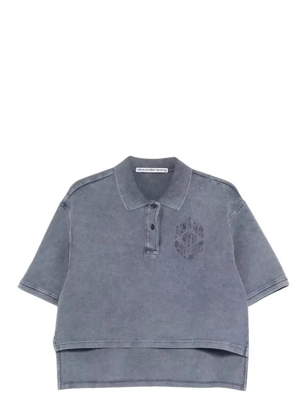 Alexander Wang High-low Polo Top - Grey