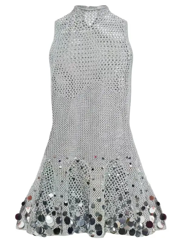 Casablanca Sequin-embellished High-neck Dress - Silver