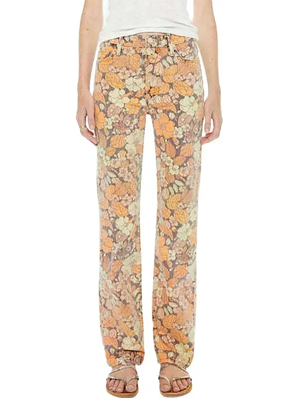 MOTHER The Kick It Floral-pattern Jeans - Orange