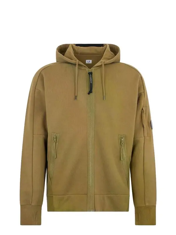 C.P. COMPANY Lens-detail Zip-up Hoodie - Brown