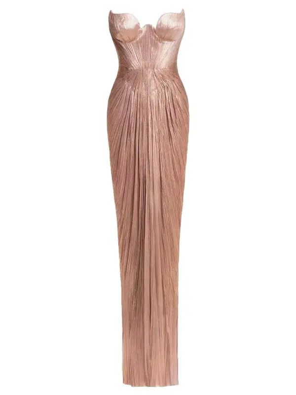 MARIA LUCIA HOHAN Strapless Sweetheart Neck Maxi Gown - Pink