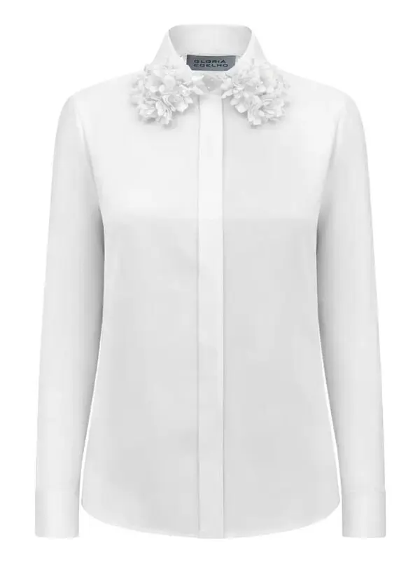 GLORIA COELHO Floral-collar Blouse - White