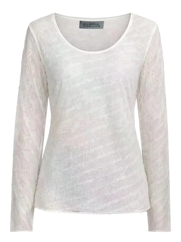 GLORIA COELHO Textured Scoop-neck Top - White