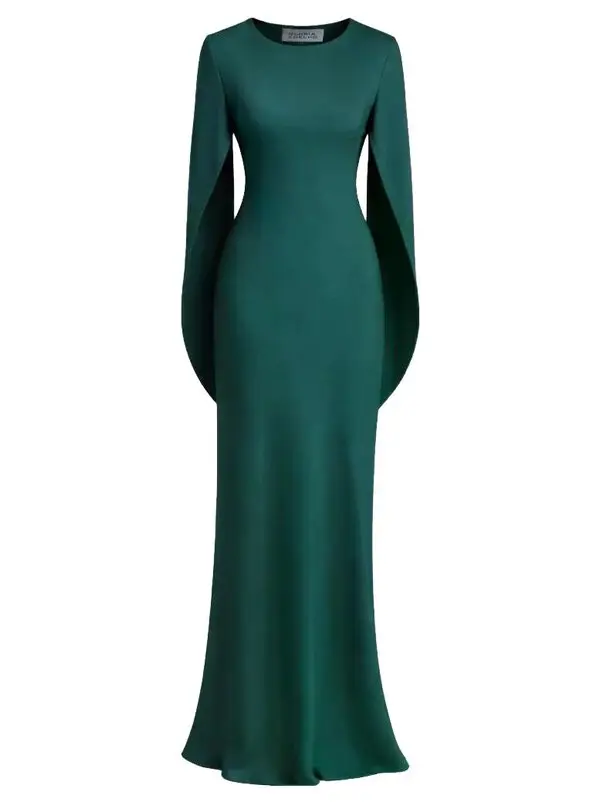 GLORIA COELHO Cape-sleeve Maxi Dress - Green