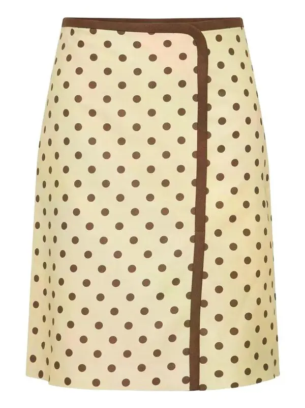 Posse Polka-dot Trimmed Midi Skirt - Neutrals