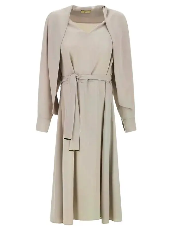 Herno Belt-detail Midi Dress - Neutrals