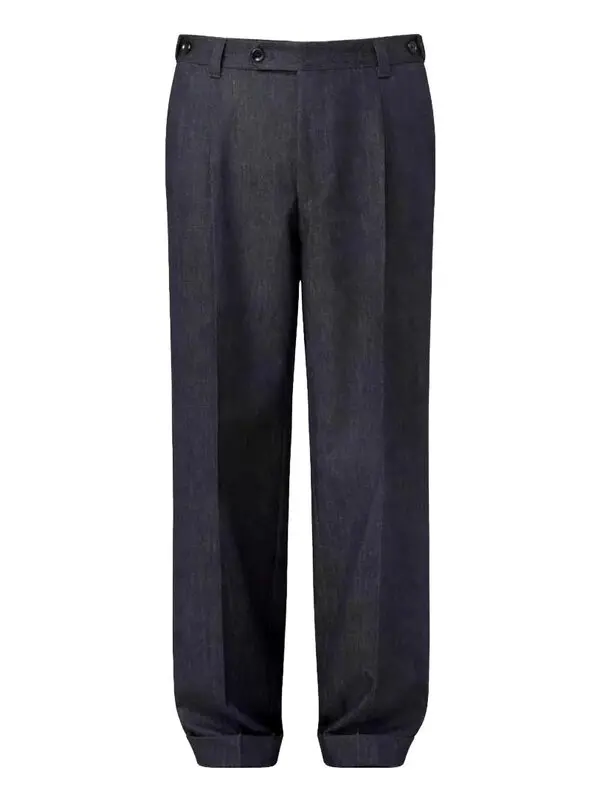 BOSS Pleated Cuffed Trousers - Blue