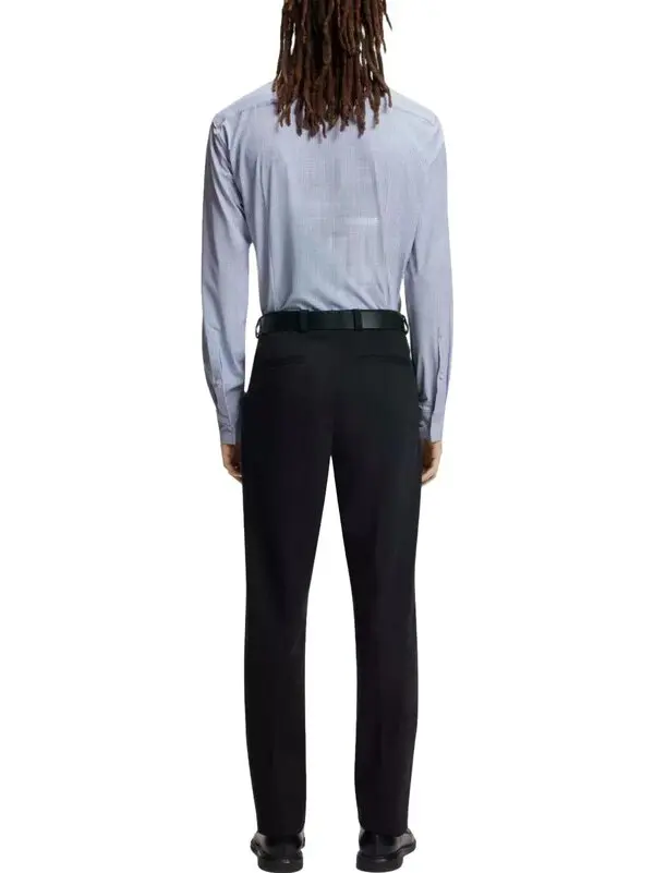 Hugo Printed Slim-fit Shirt In Performance-stretch Jersey - Blue
