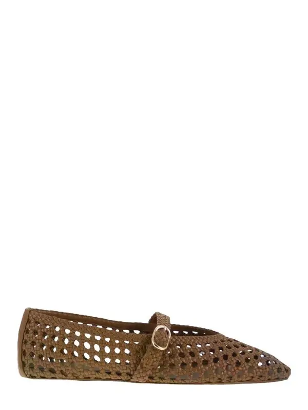 STUART WEITZMAN Prima Woven Leather Ballet Flats - Brown