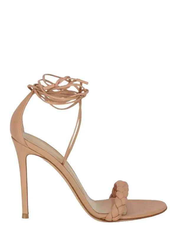 GIANVITO ROSSI Braided Strap Lace-up Sandals - Neutrals