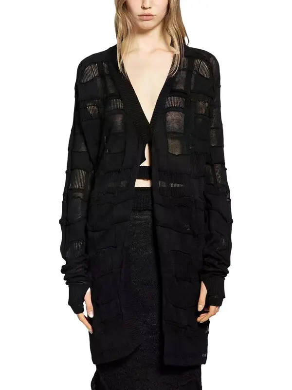 HALOS Checked Knit Cardigan - Black