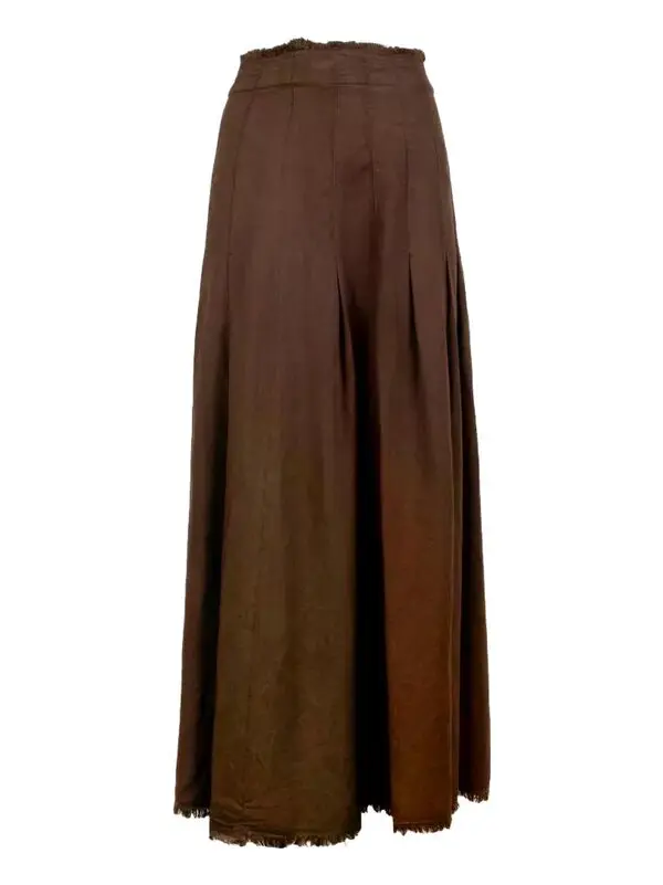 VIA MASINI 80 Frayed Pleated Skirt - Brown