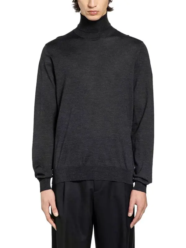LARDINI Turtleneck Wool Sweater - Black