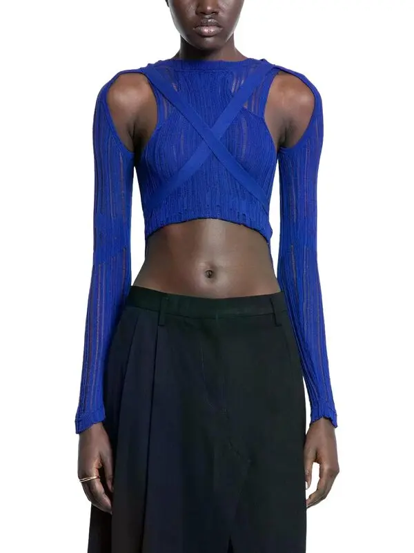 HALOS Criss-cross Sleeves Top - Blue