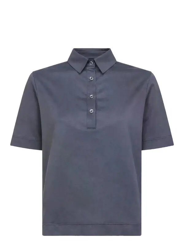 BLANCA VITA Cotton Polo Top - Blue