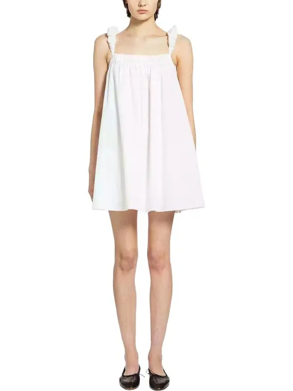 Staud Ruffled Cotton Dress - White