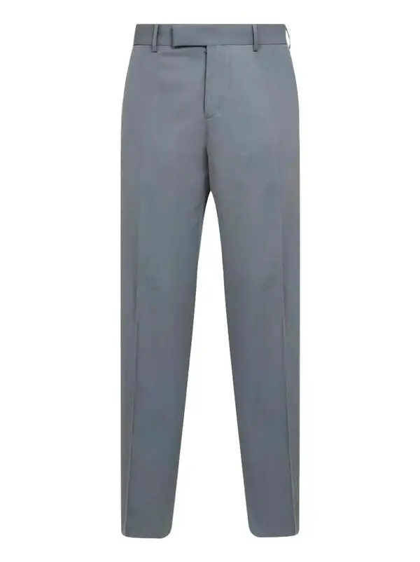 Fendi Ff-embroidered Straight-leg Trousers - Grey