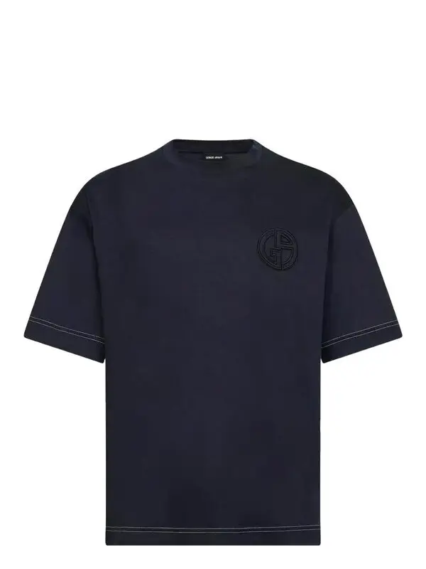 Giorgio Armani Logo-embroidered T-shirt - Blue