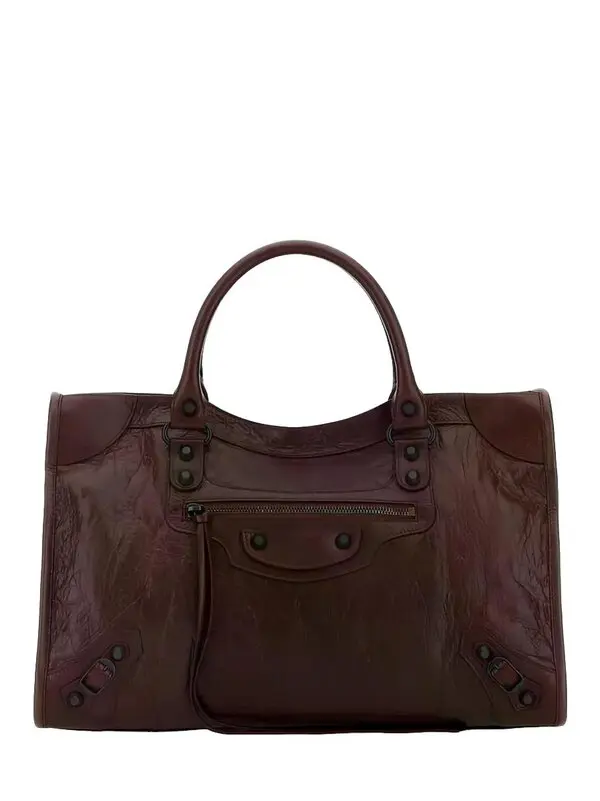 Balenciaga Le City Braided Handle Tote Bag - Brown