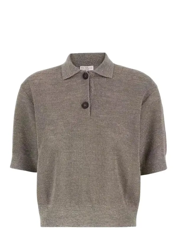 Brunello Cucinelli Ribbed-knit Polo Shirt - Brown