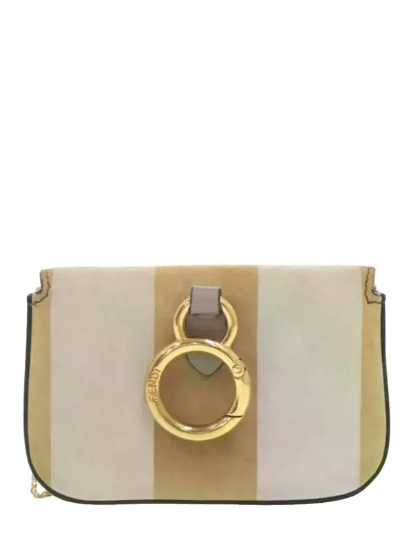 Fendi 2000-2010 Nano Bicolor Suede Baguette Charm - White