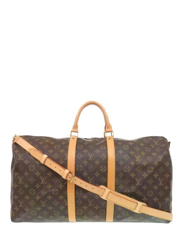 LOUIS VUITTON 2001 Monogram Keepall Bandouliere 55 Travel Bag - Brown