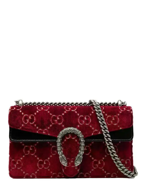 Gucci Gg Velvet Dionysus Crossbody Bag - Red