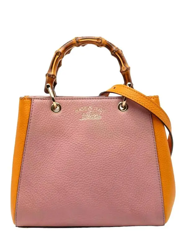 Gucci Mini Bicolor Calfskin Bamboo Shopper Satchel - Pink