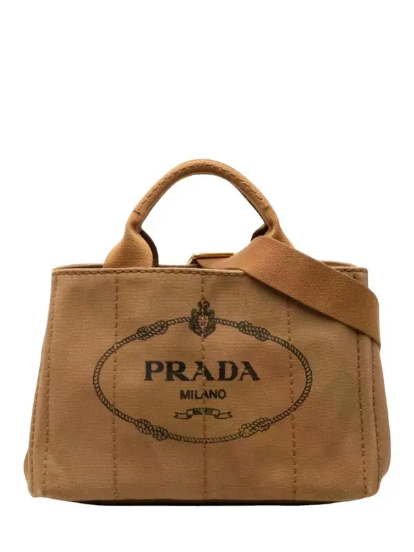 Prada Canapa Logo Satchel - Brown