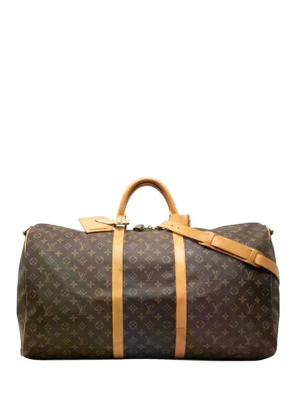 LOUIS VUITTON 1996 Monogram Keepall Bandouliere 60 Travel Bag - Brown