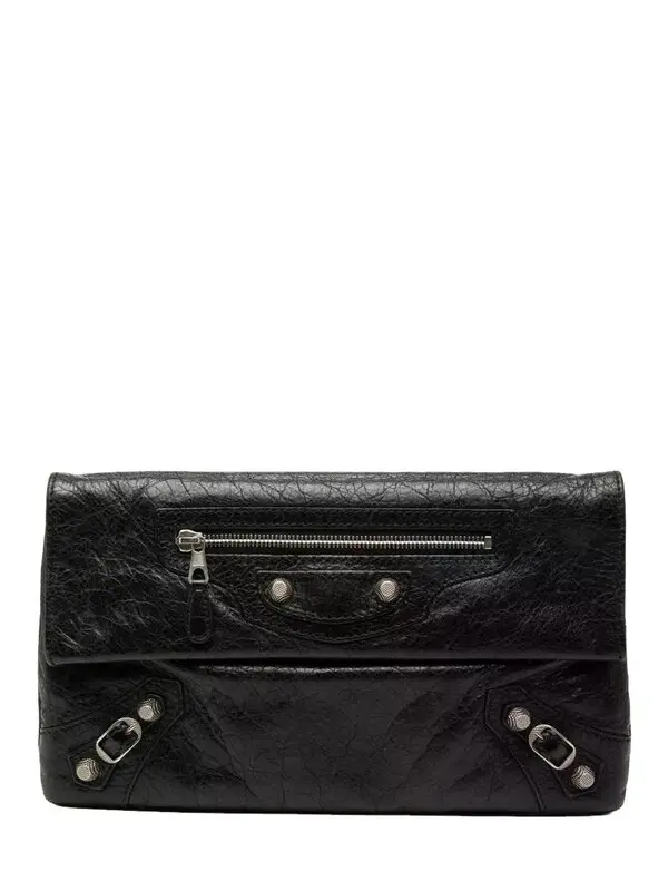 Balenciaga 2013 Lambskin Motocross Giant 12 Envelope Clutch - Black