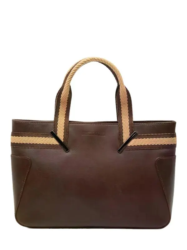 Gucci Leather Web Handbag - Brown