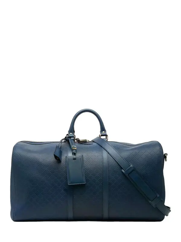 Gucci 2000-2015 Large Diamante Leather Duffle Travel Bag - Blue
