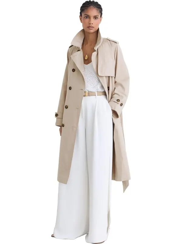 REISS Azura Petite Hooded Trench Coat - Stone