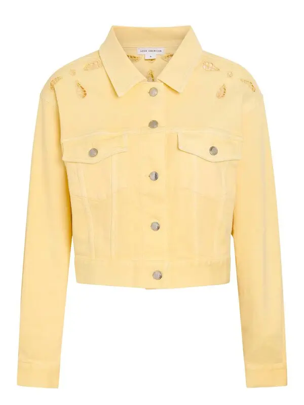Good American Stretch-denim Cut-out Jacket - Yellow