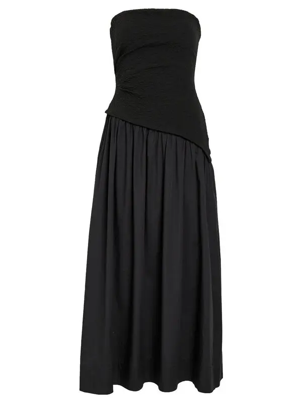 Staud Nia Strapless Midi Dress - Black