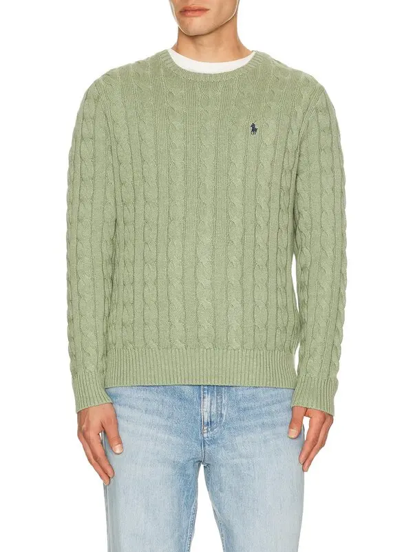 Polo Ralph Lauren Cable Knit Crewneck Sweater - Fern Green Heather
