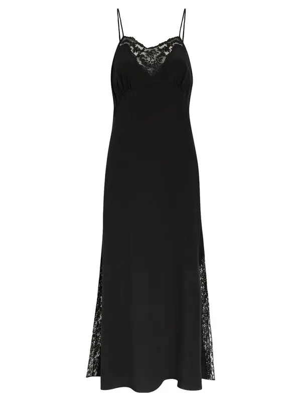 Chloé Lace-trimmed Silk Midi Dress - Black