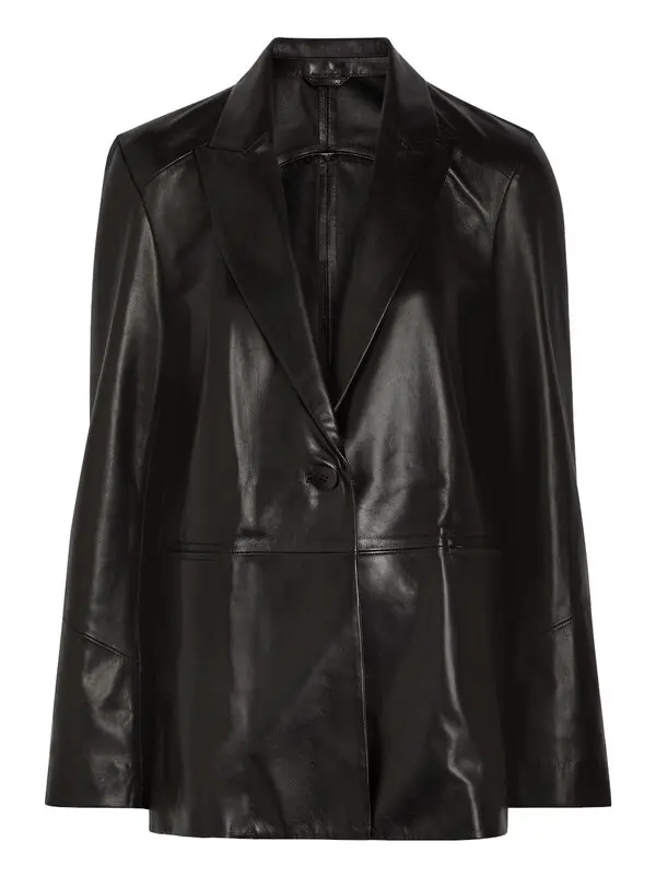 Nour Hammour Arden Leather Blazer - Black