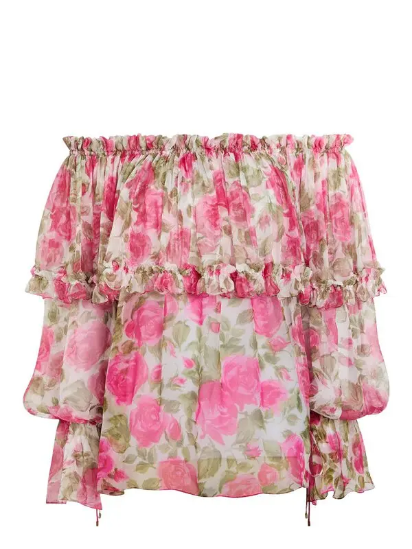 Chloé Floral-print Silk Chiffon Top - Pink