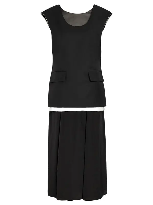 VORANIDA Marta Layered Wool And Satin Midi Dress - Black