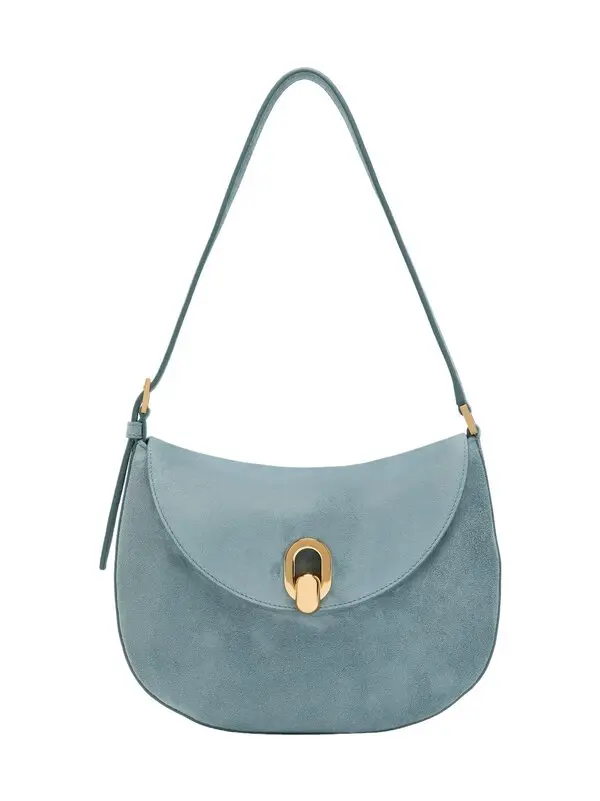 Savette Tondo Small Suede Shoulder Bag - Denim