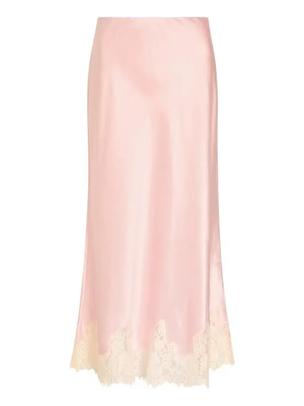 REFORMATION Lace-trim Silk Skirt - Light Pink
