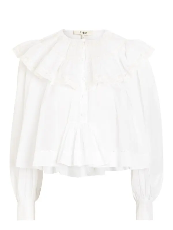 Chloé Ruffled Cotton Blouse - Off White