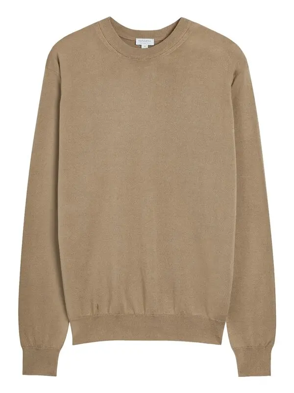 Sunspel Cotton Jumper - Light Brown
