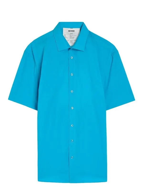 BETTTER Cut-out Cotton-blend Shirt - Blue